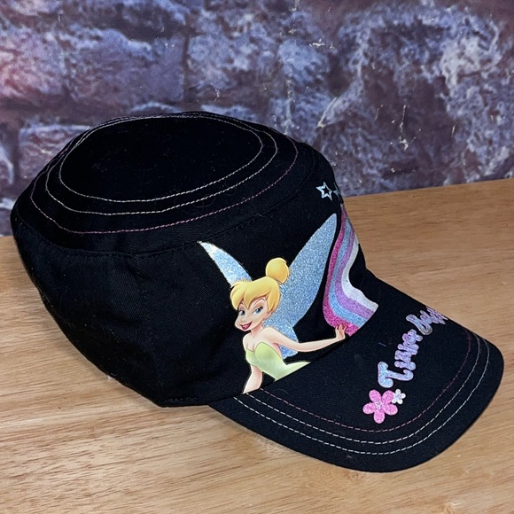 Disney | Accessories | Disney Tinkerbell With Rainbow Hat Cap Black Os ...